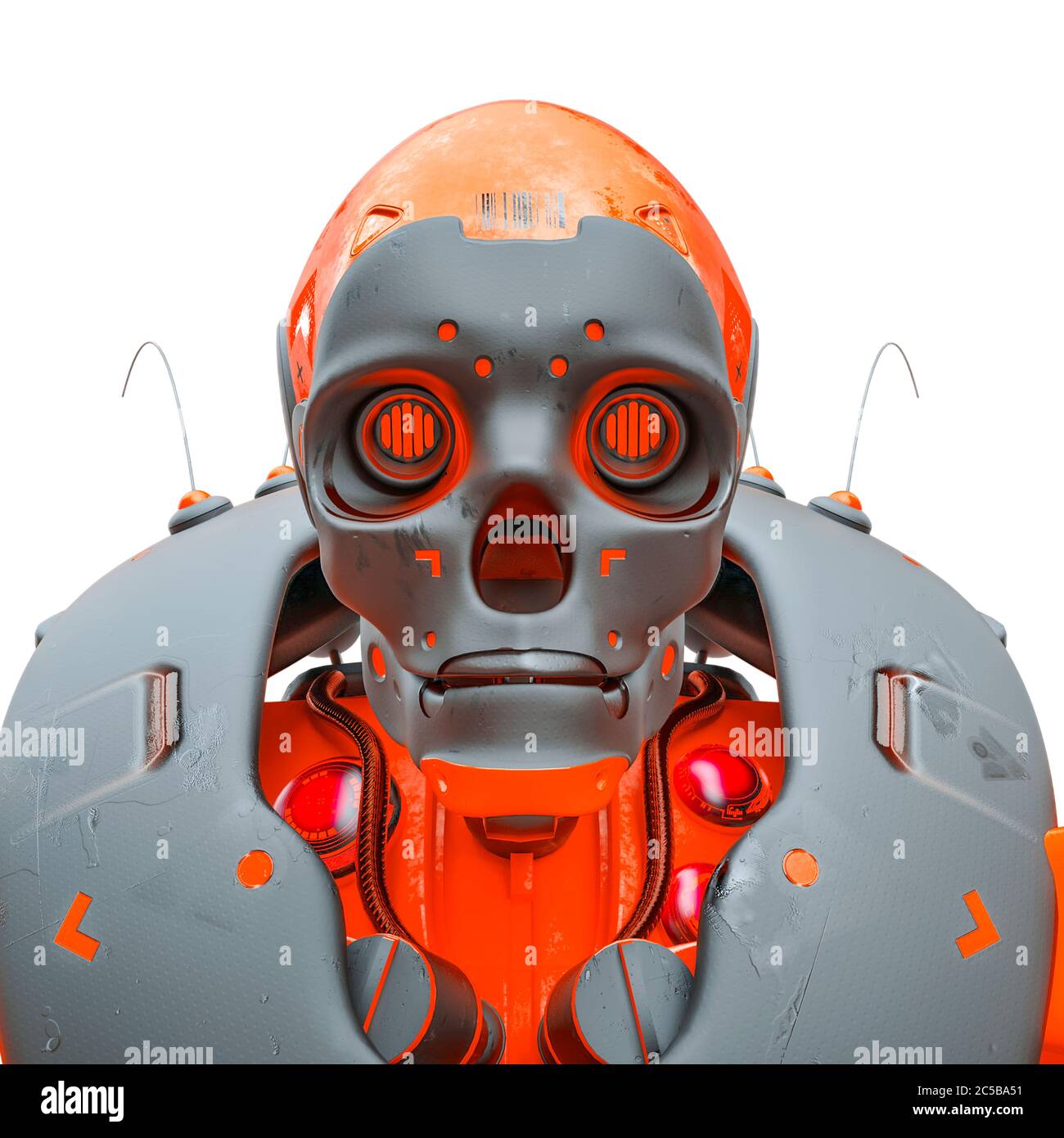 skull bot id profile portrait in a white background, 3d illustration ...