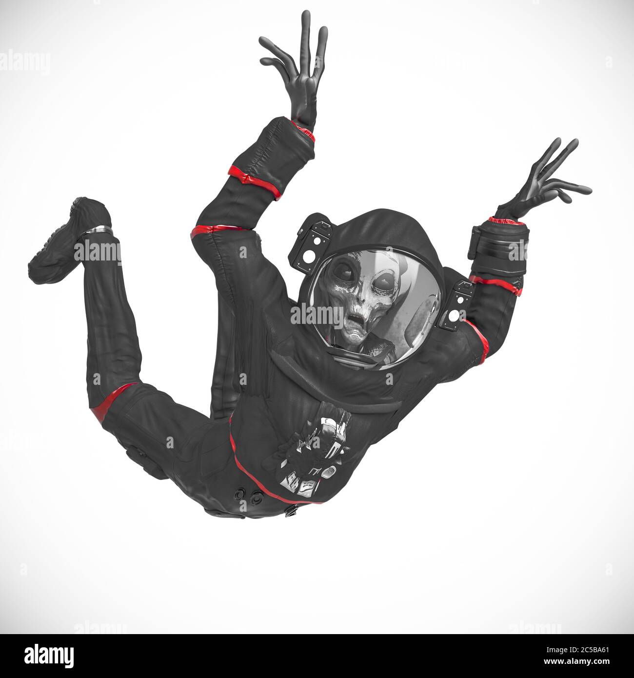 alien astronaut is falling from the sky, 3d illustration Stock Photo ...