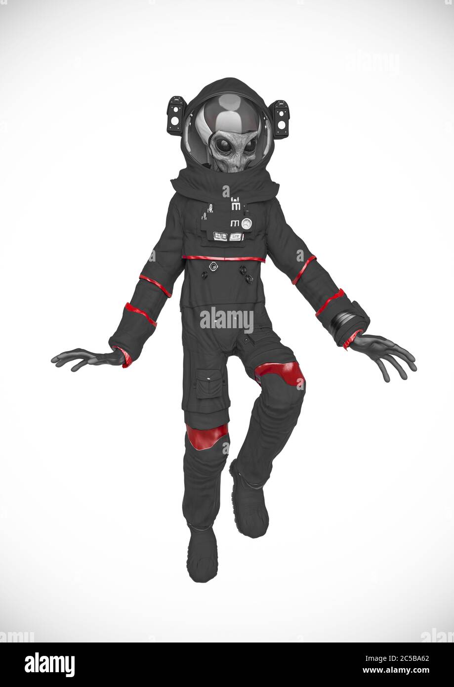 alien astronaut is floating, 3d illustration Stock Photo - Alamy