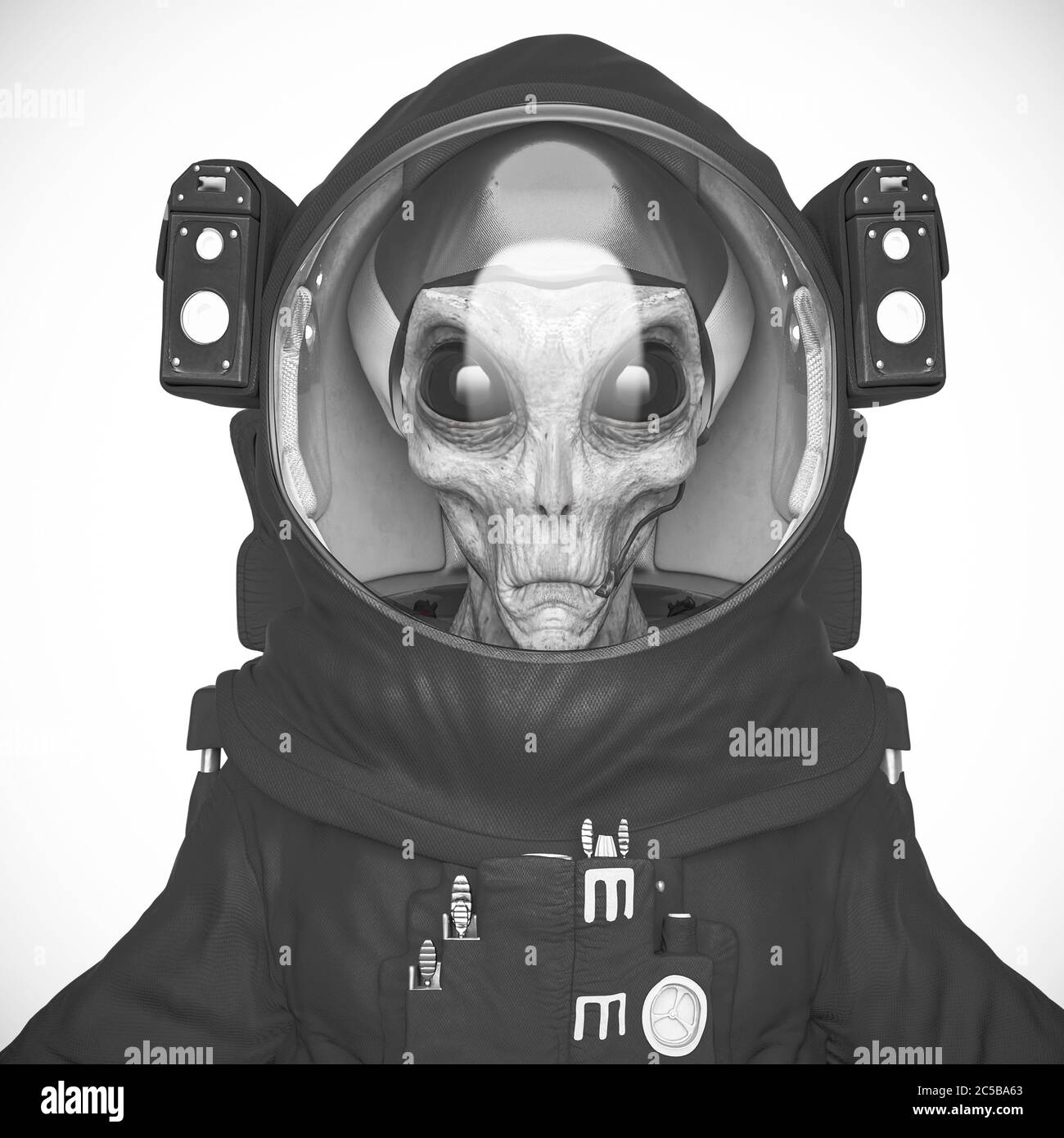 alien astronaut id profile, 3d illustration Stock Photo - Alamy
