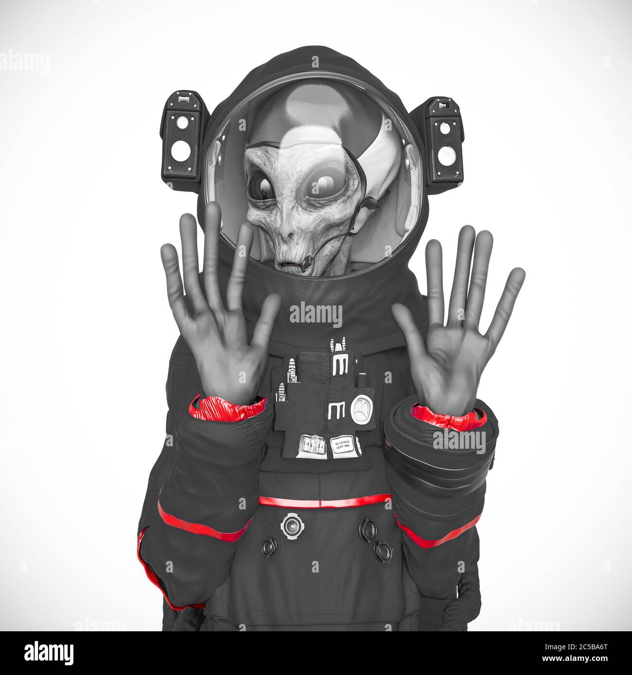 alien astronaut in badass meme pose, 3d illustration Stock Photo - Alamy