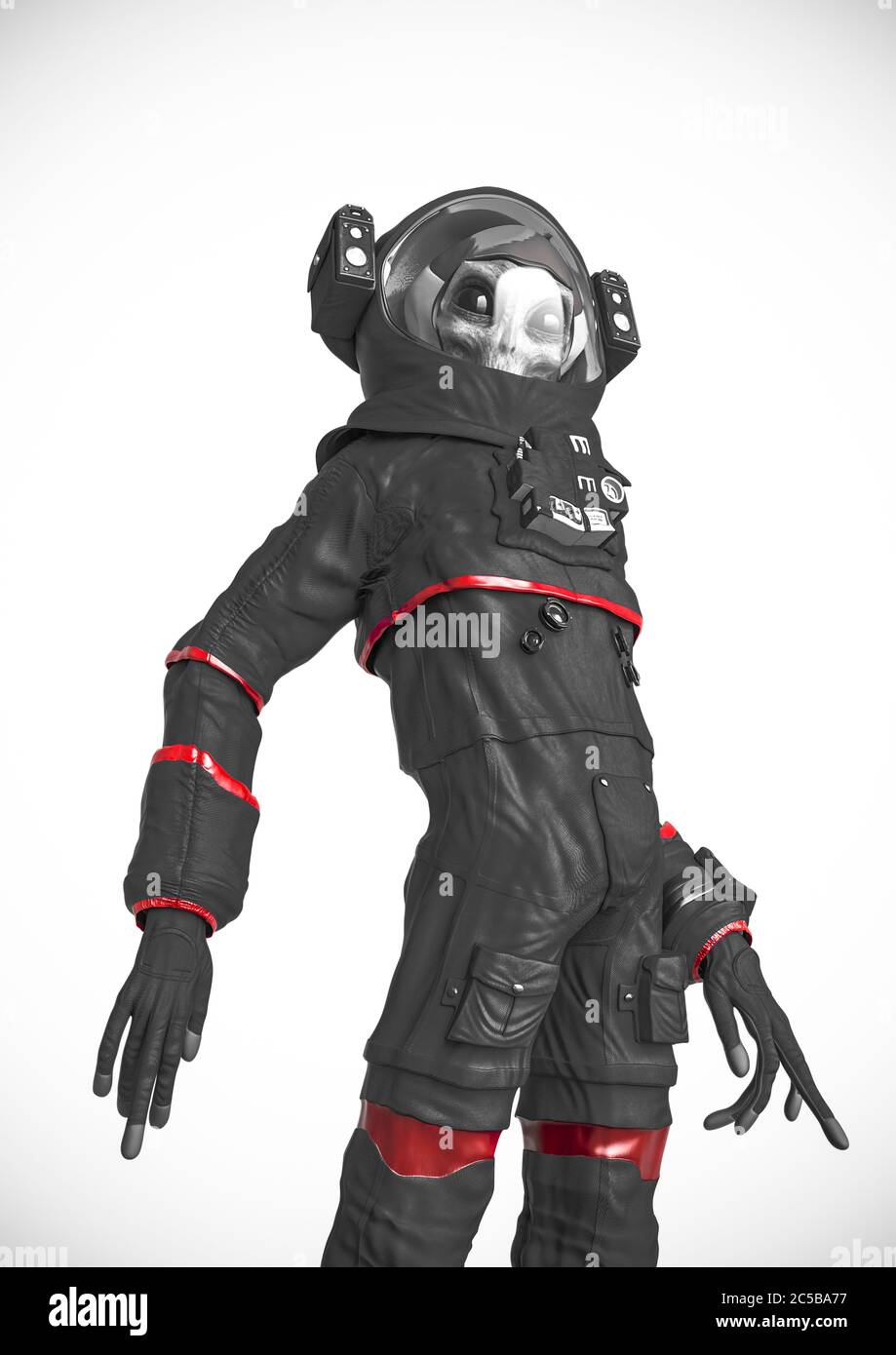 alien astronaut is staring at you, 3d illustration Stock Photo - Alamy