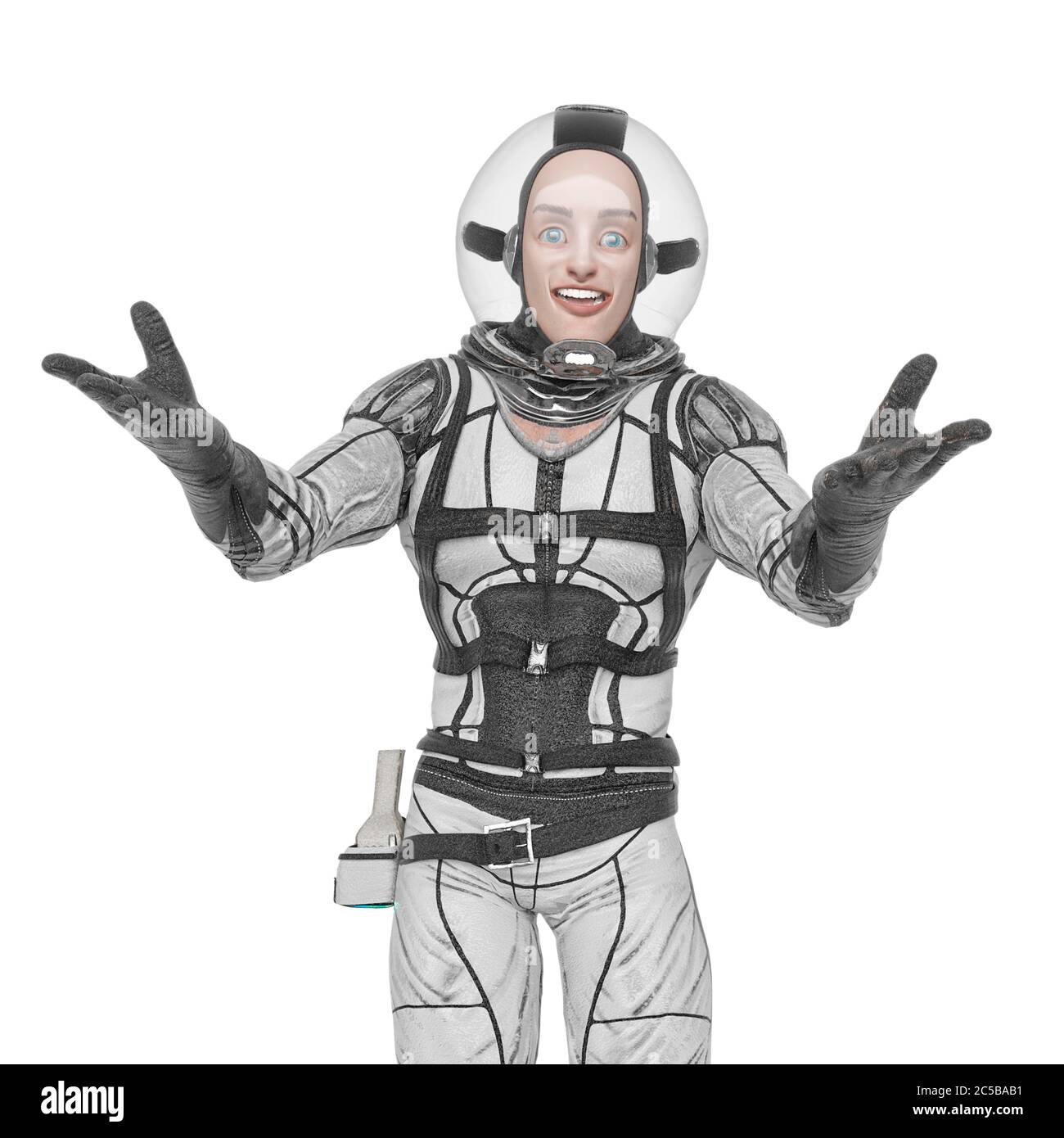 retro space astronaut is happy, 3d illustration Stock Photo - Alamy