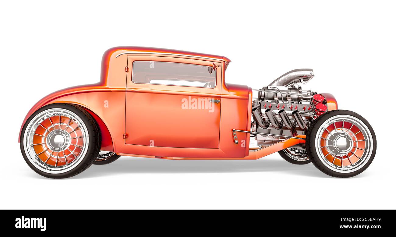 hotrod with no brand in white background side view, illustration Stock ...