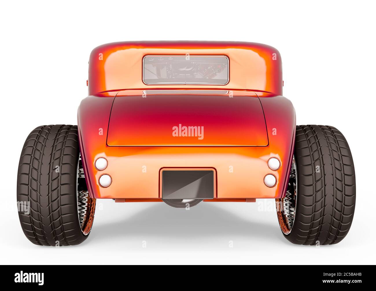 hotrod with no brand in white background rear view, illustration Stock ...