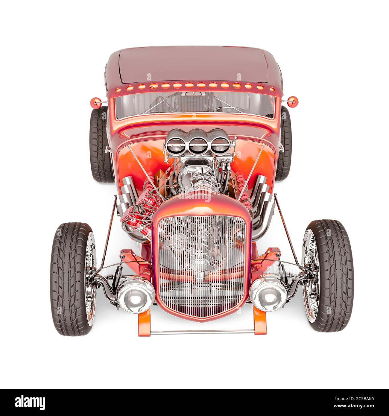 hotrod with no brand in white background top front view, illustration ...