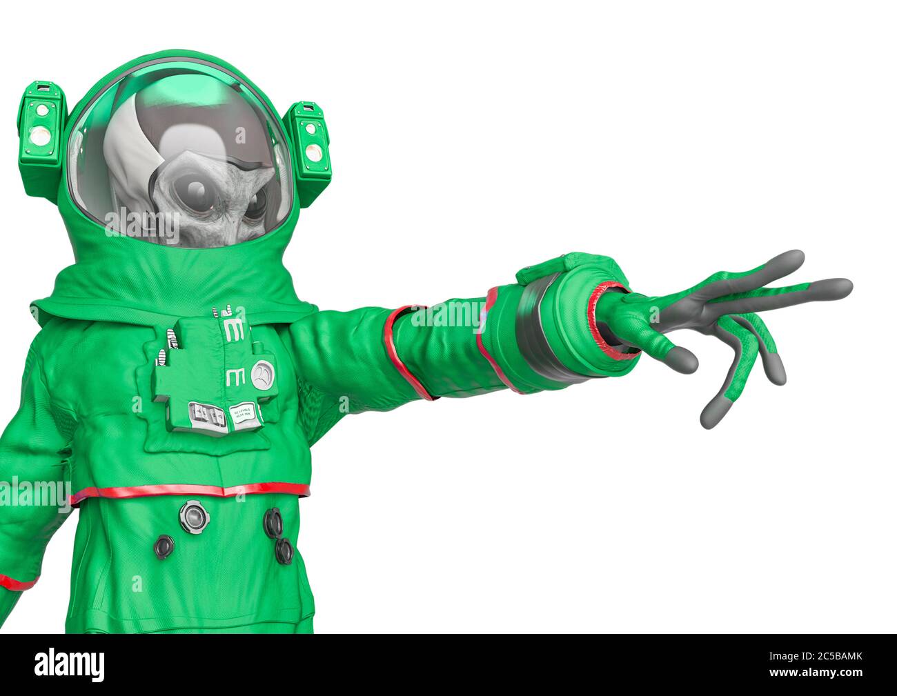 alien astronaut is giving the orders, 3d illustration Stock Photo - Alamy