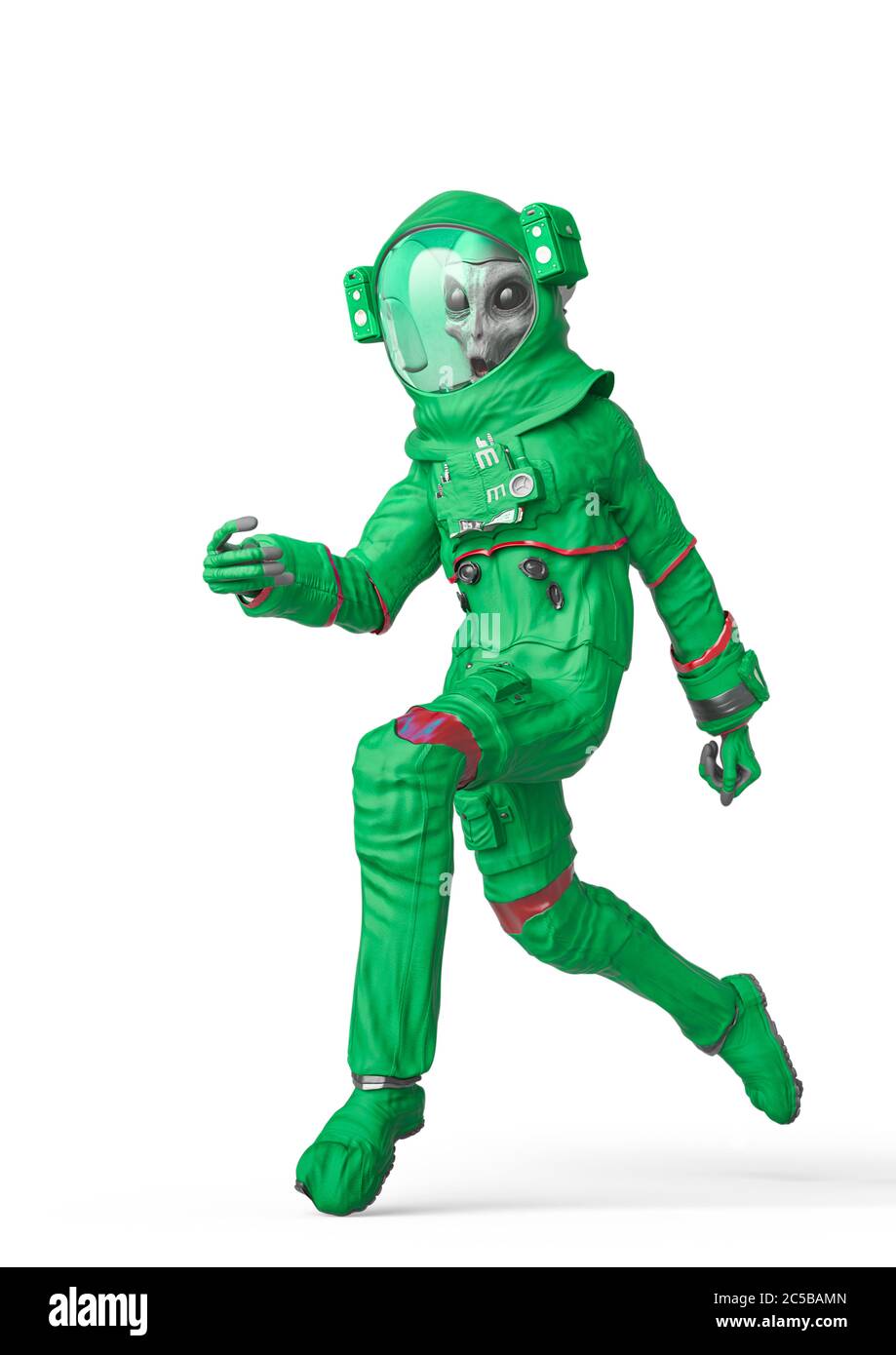 alien astronaut is running late, 3d illustration Stock Photo - Alamy