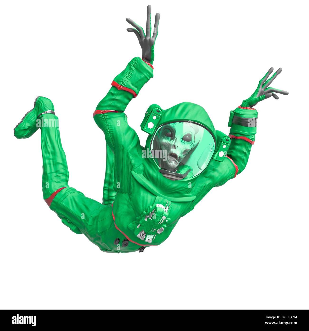 alien astronaut is falling from the sky, 3d illustration Stock Photo ...