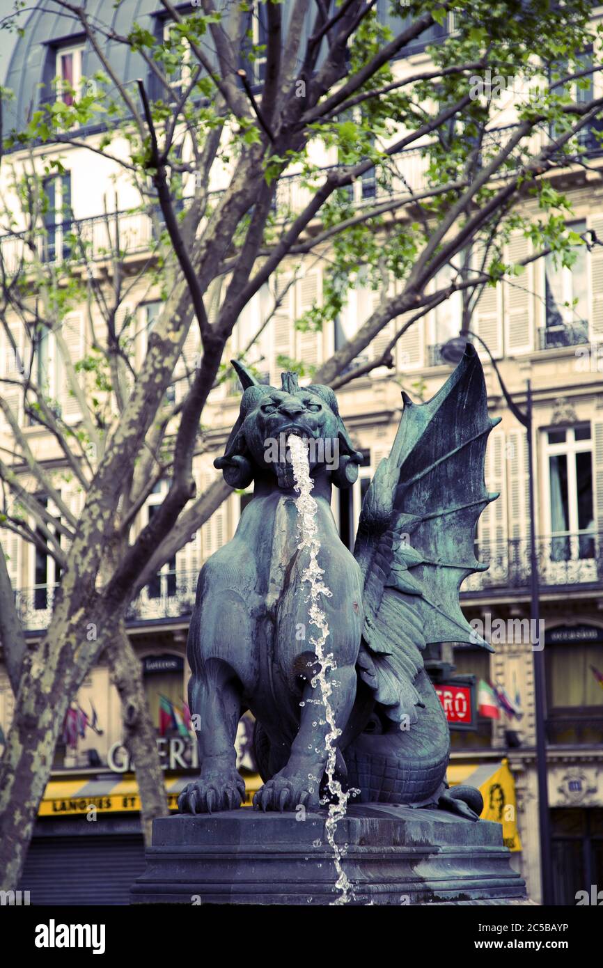 St. Michael fountain in Paris, France Stock Photo - Alamy
