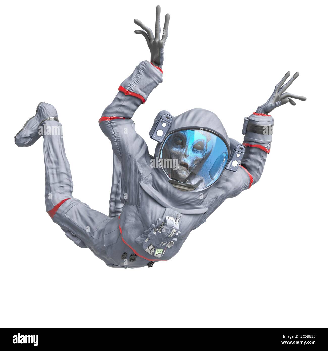 alien astronaut is falling from the sky, 3d illustration Stock Photo ...