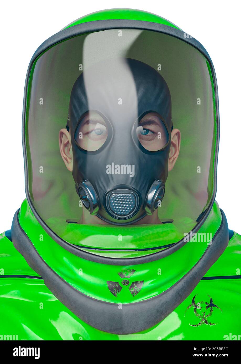 man in a biohazard suit portrait, 3d illustration Stock Photo - Alamy