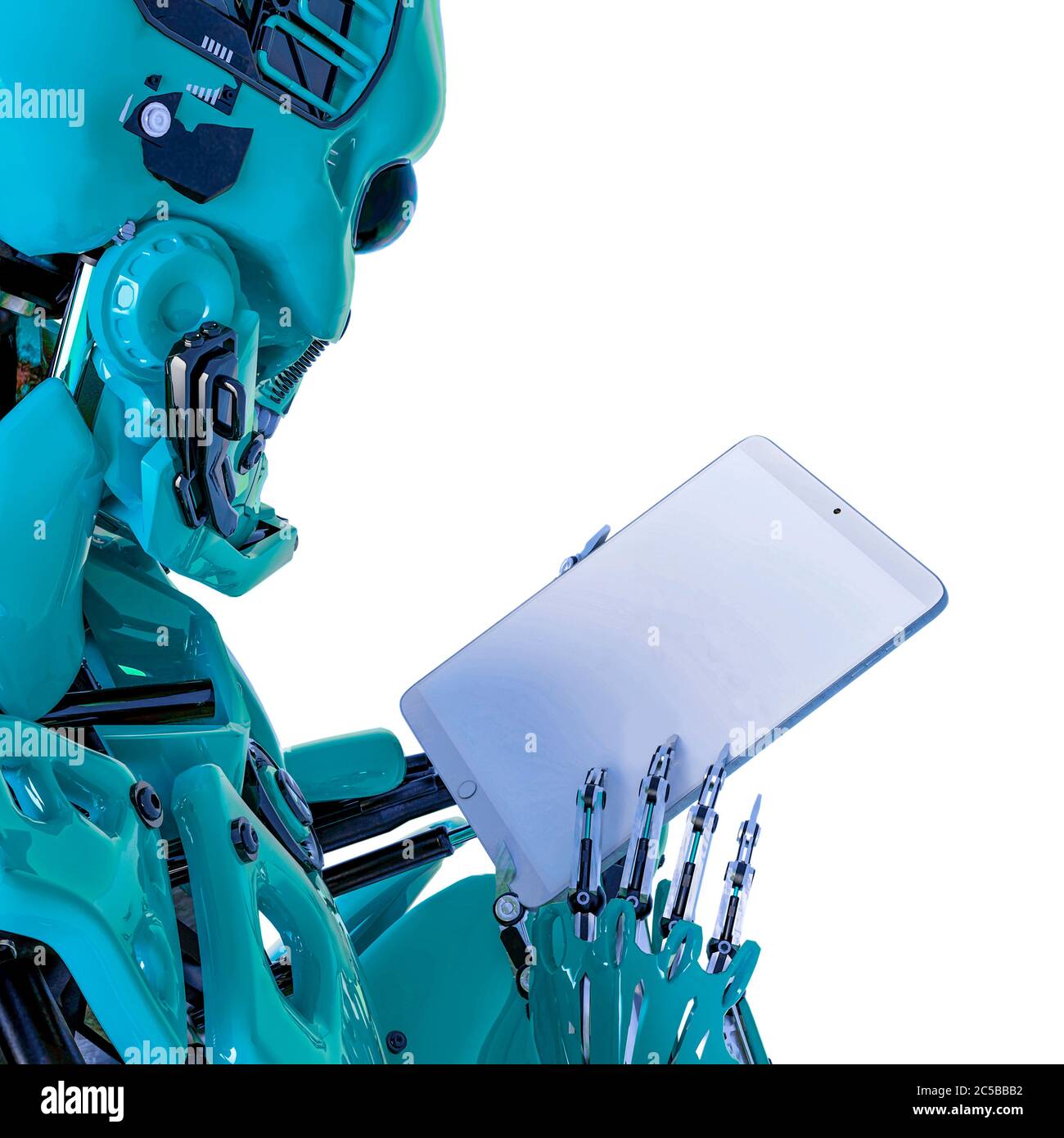 android using a tablet close up, 3d illustration Stock Photo - Alamy