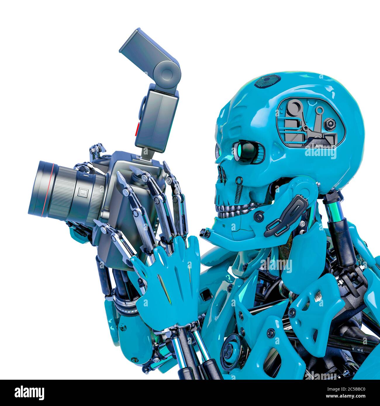 android is takeing the picture side view, 3d illustration Stock Photo ...