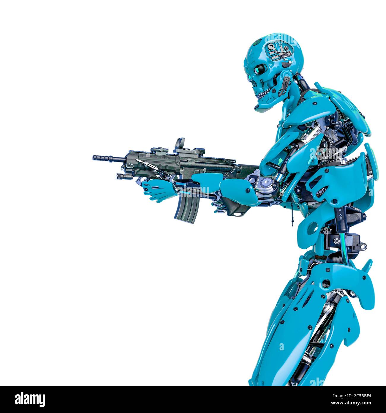android holding a rifle side view, 3d illustration Stock Photo - Alamy