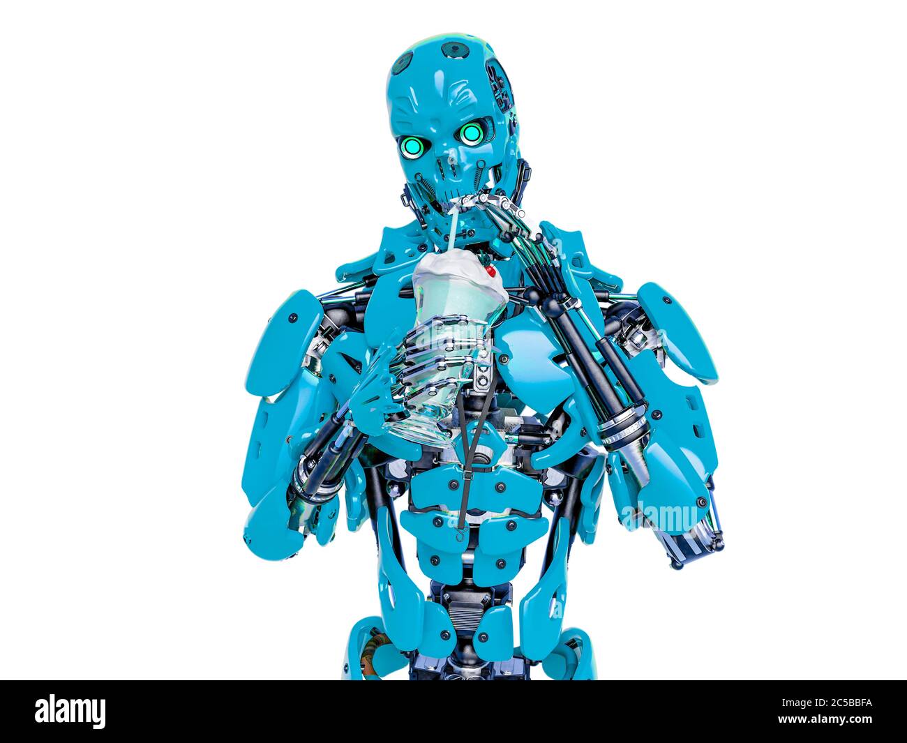 android drinking a milshake, 3d illustration Stock Photo - Alamy