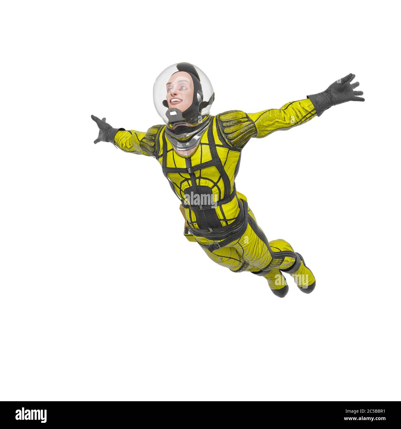 retro space astronaut smiling and jumping, 3d illustration Stock Photo ...