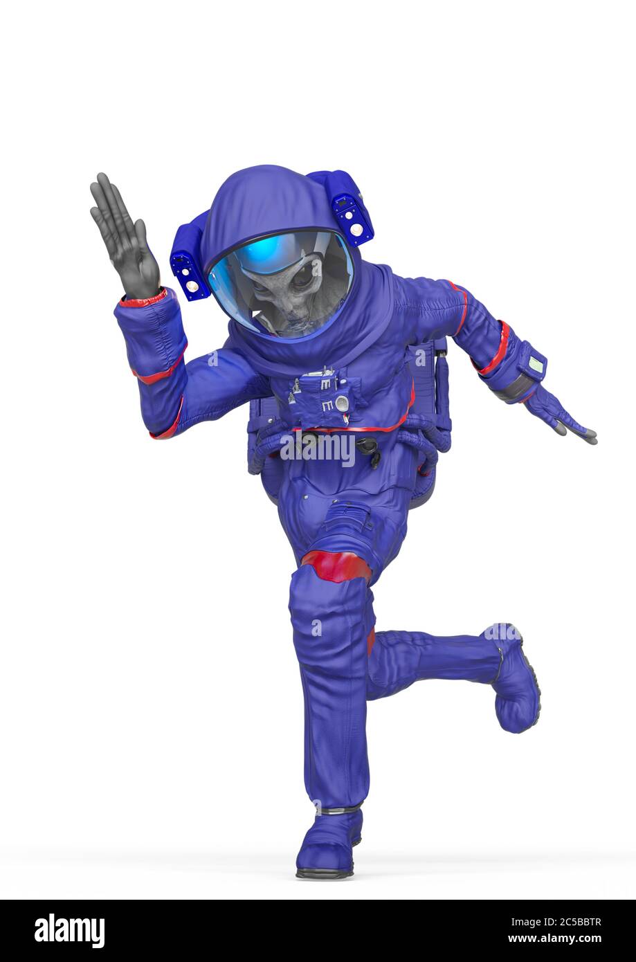 alien astronaut is running fast, 3d illustration Stock Photo - Alamy