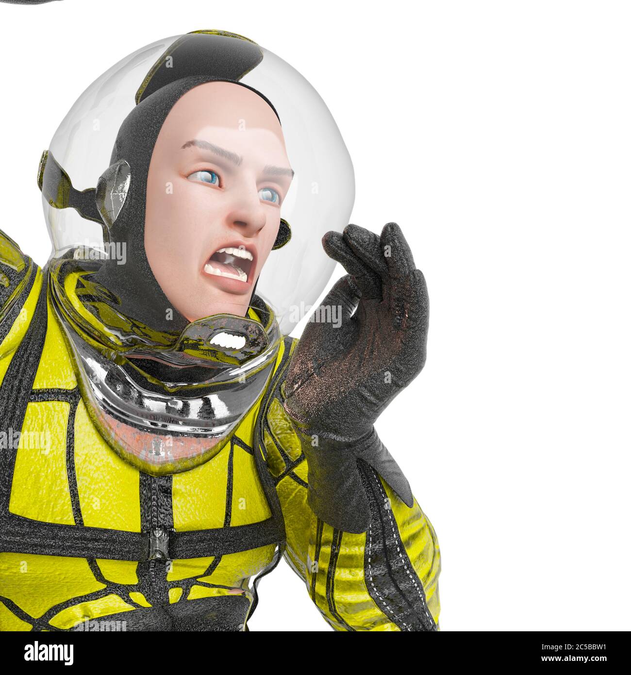 retro space astronaut jeering, 3d illustration Stock Photo - Alamy