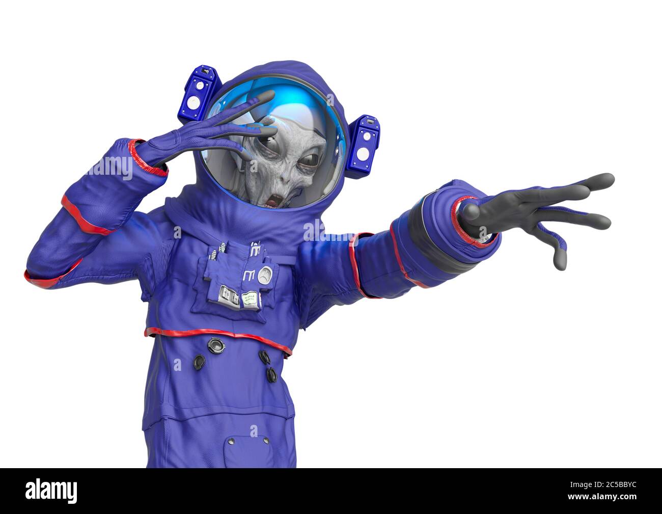 alien astronaut is angry, 3d illustration Stock Photo - Alamy