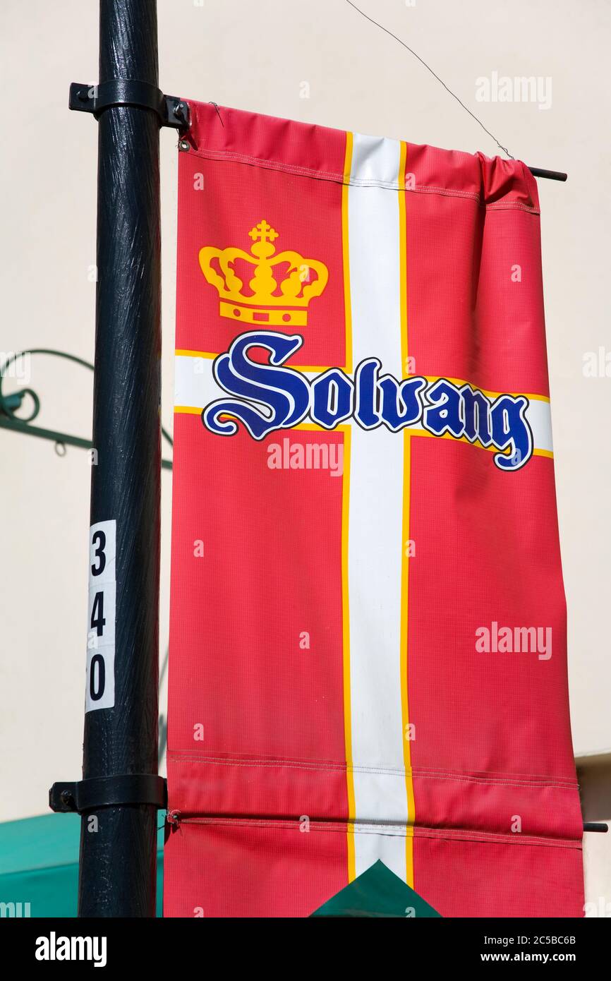 Danish Flag, Solvang, Santa Barbara County, Central California, USA ...