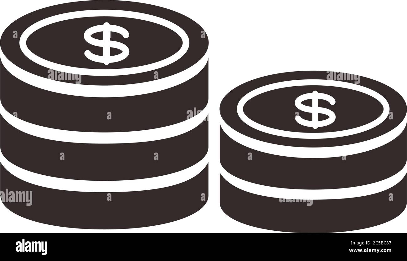 coins money dollars silhouette style icon vector illustration design ...
