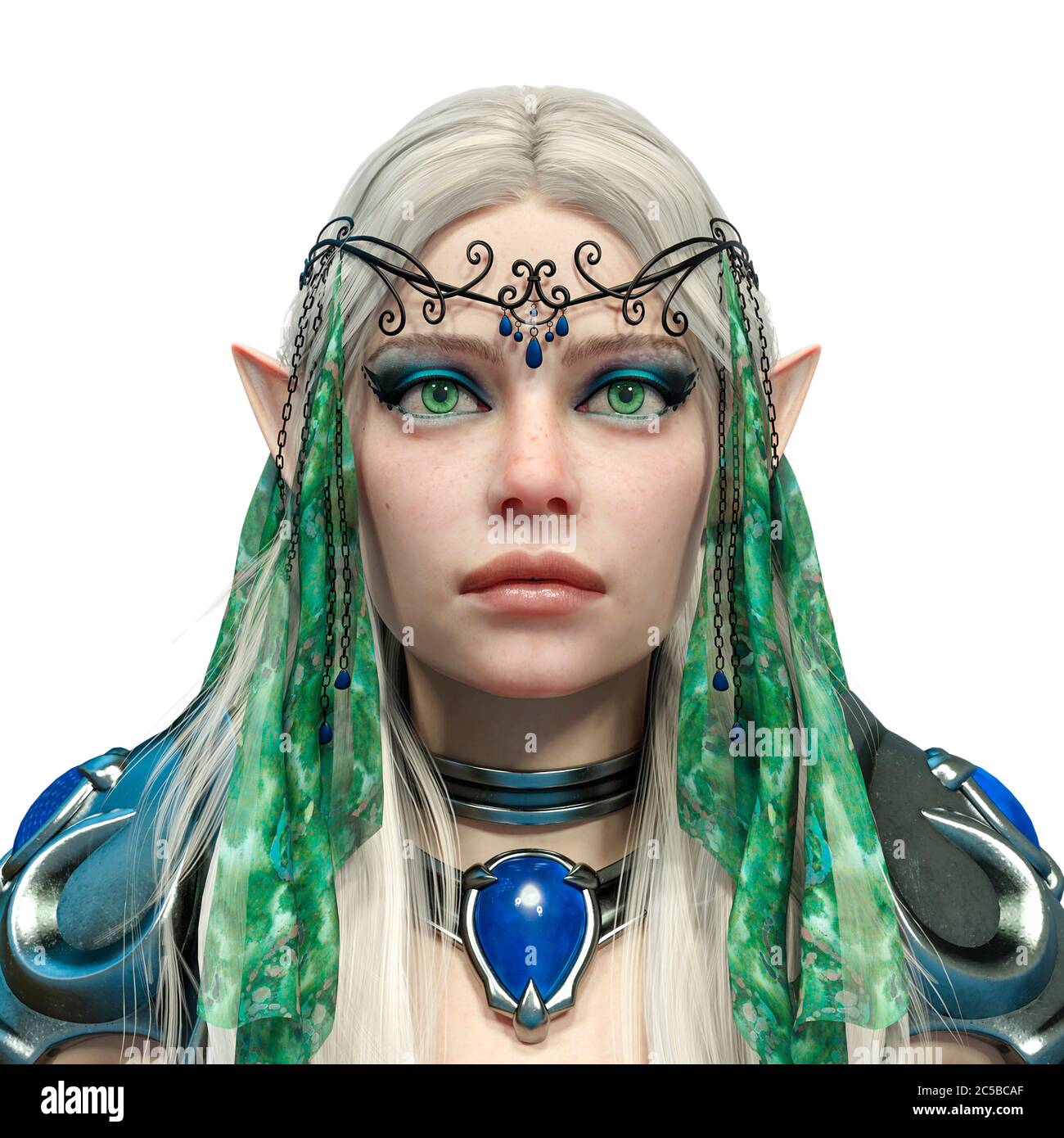 lady elf in white background, 3d illustration Stock Photo - Alamy