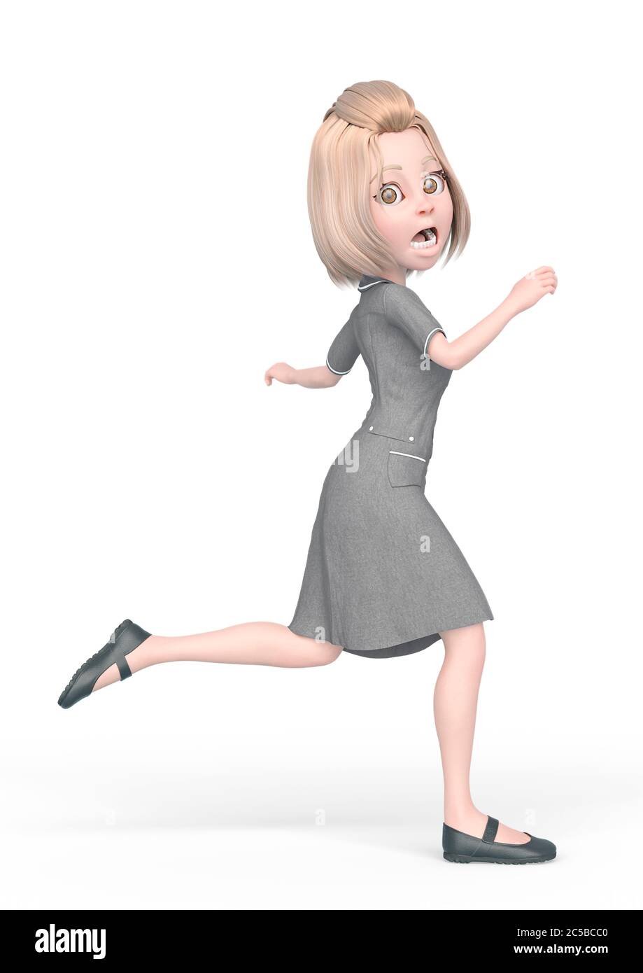 blond nurse cartoon is running late, 3d illustration Stock Photo - Alamy