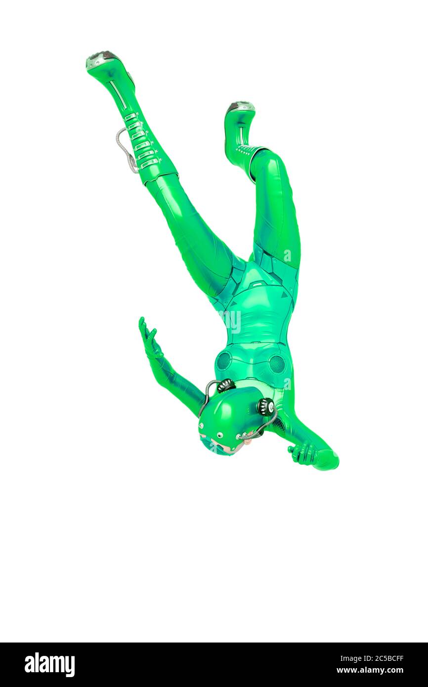 cyber soldier female is falling from the sky, 3d illustration Stock ...