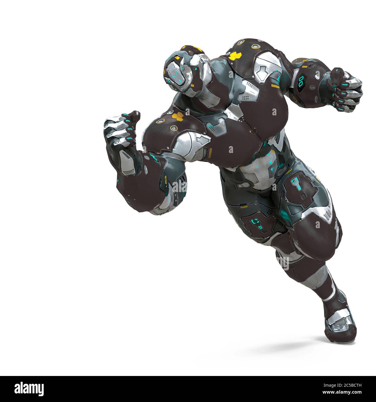 futuristic astronaut is running on action in white background, 3d ...