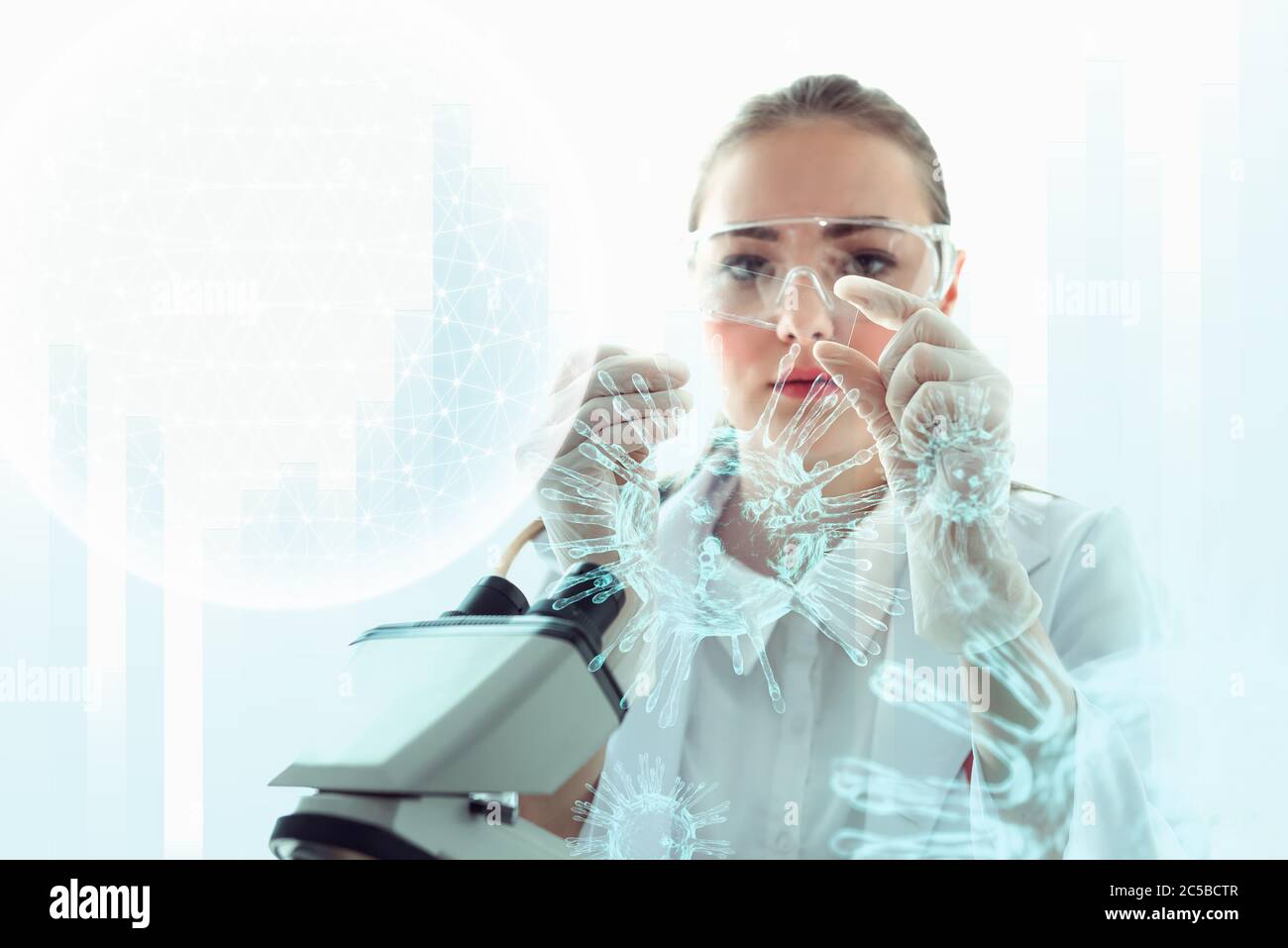 Medical Scientist Researcher Using Microscope in Laboratory, Medicine ...