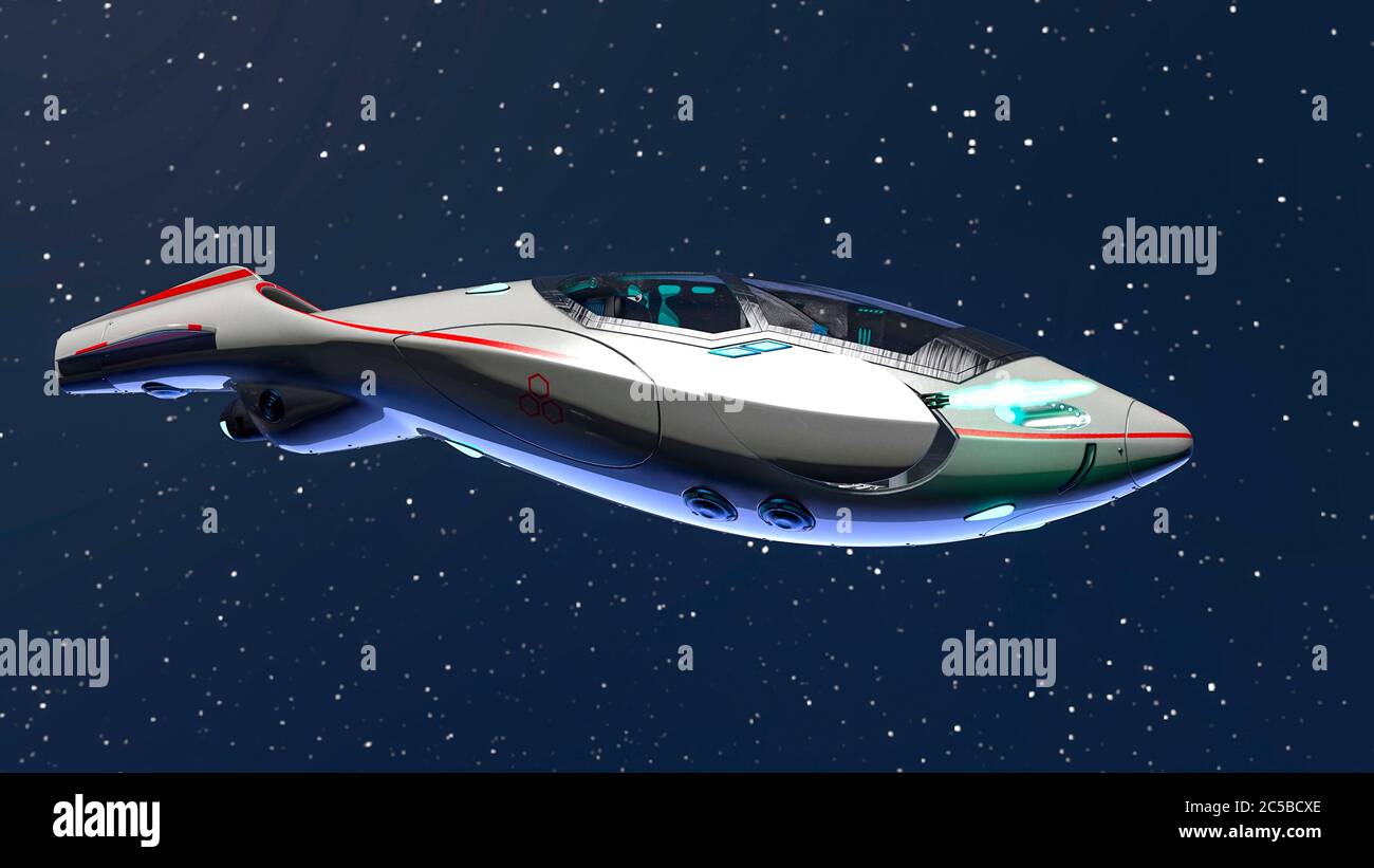 mini aircraft on galaxy side view, 3d illustration Stock Photo - Alamy