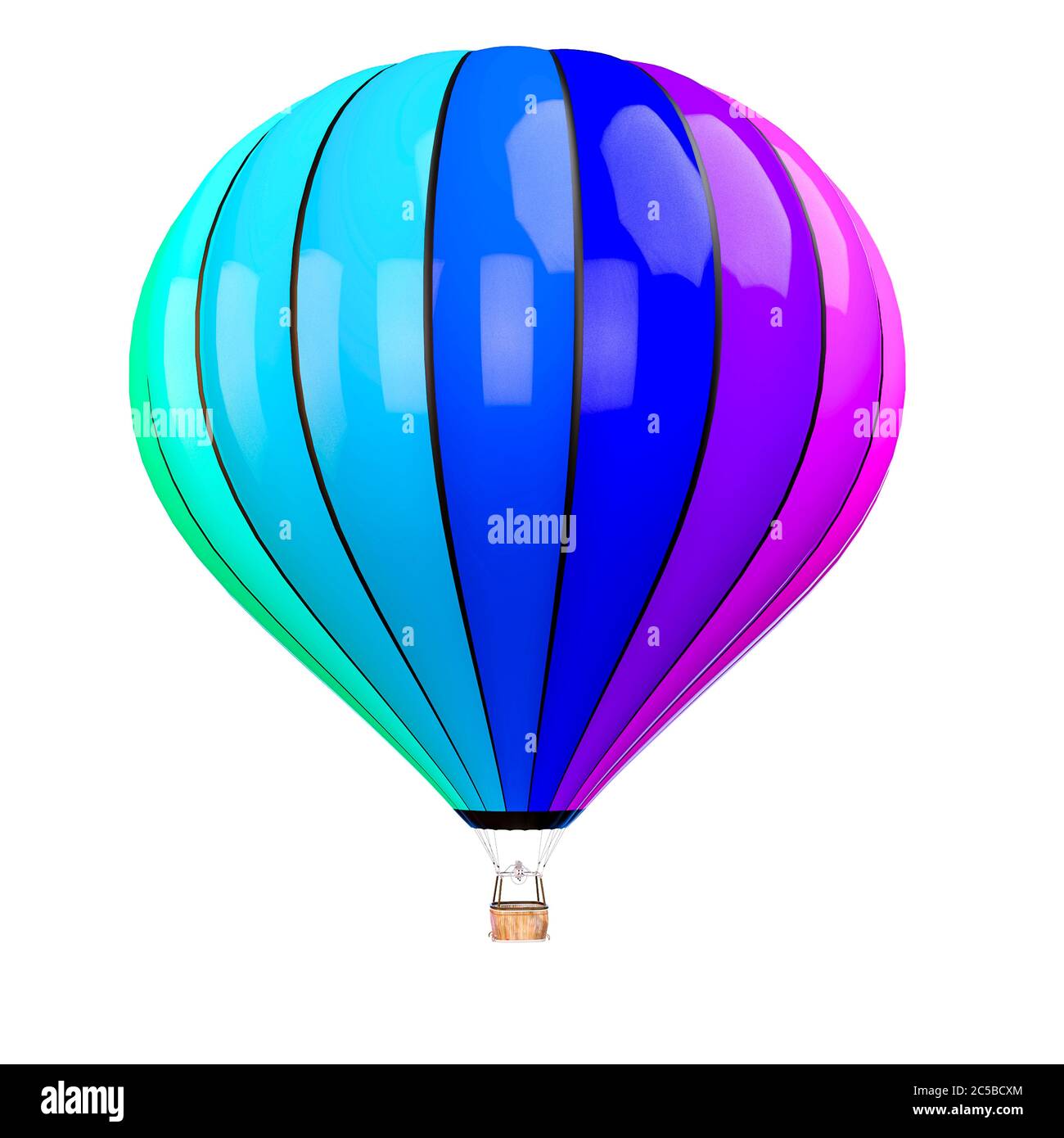 rainbow balloon blue side view, 3d illustration Stock Photo - Alamy