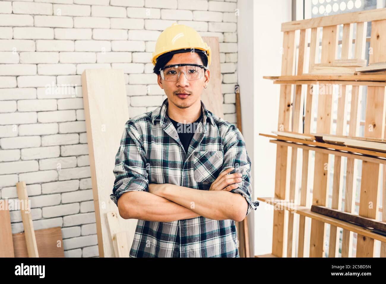 Carpenter Handyman Occupation and Skill Worker Concept, Portrait of ...