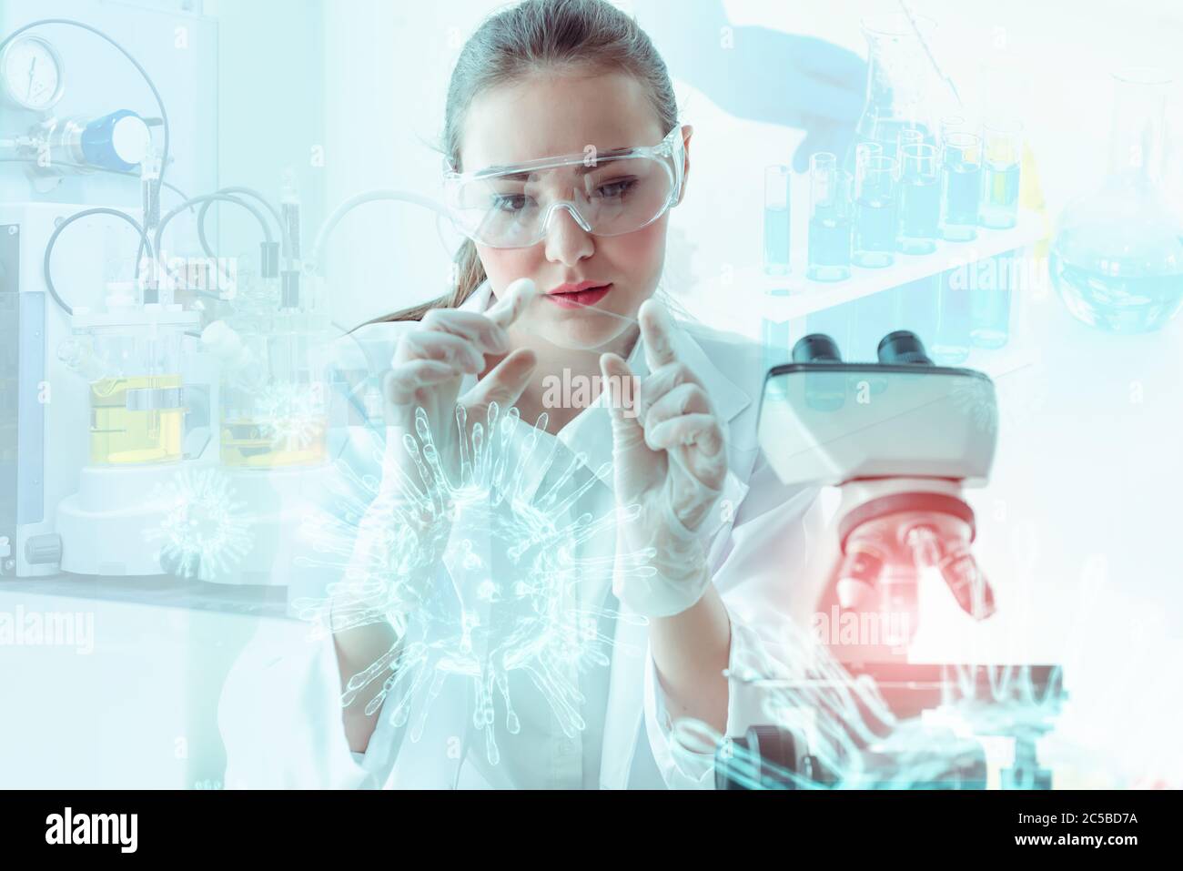 Medical Scientist Researcher Using Microscope in Laboratory, Medicine ...