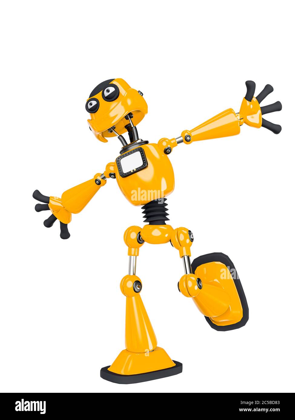robot cartoon running free, 3d illustration Stock Photo - Alamy