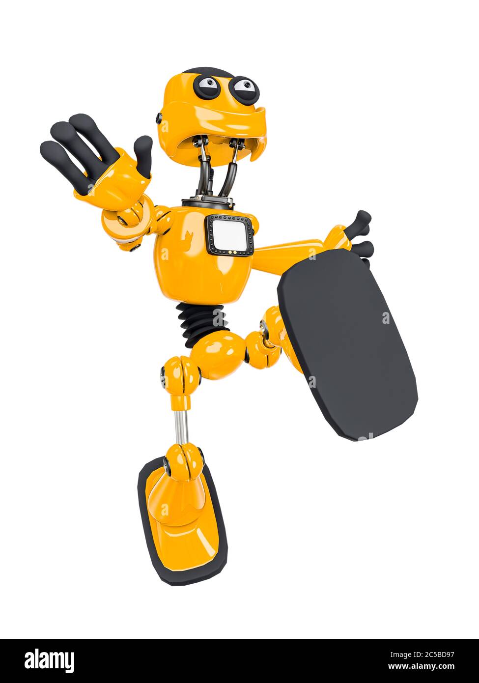 robot cartoon is jumping, 3d illustration Stock Photo - Alamy