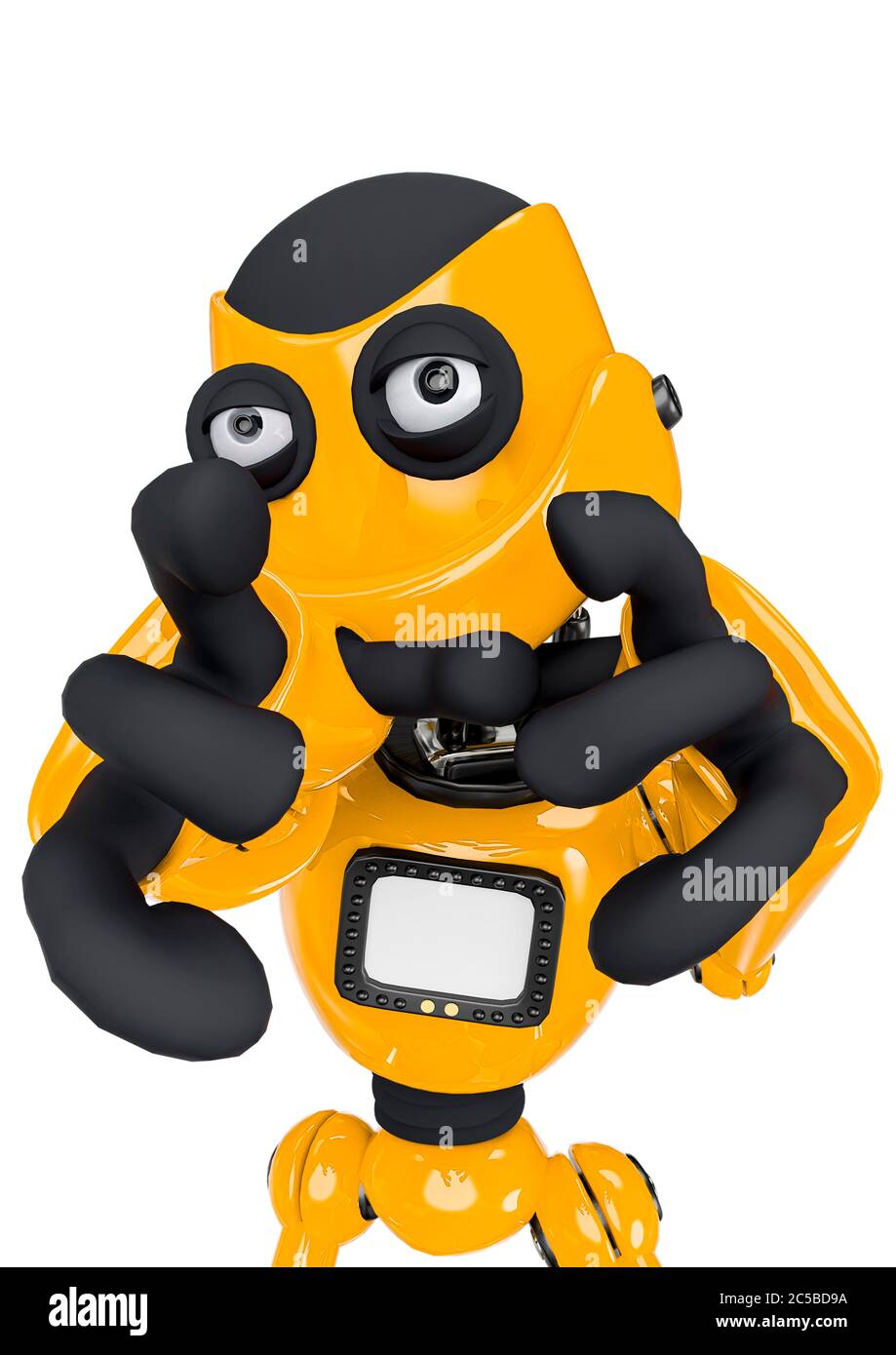 robot cartoon doing a evil face, 3d illustration Stock Photo - Alamy