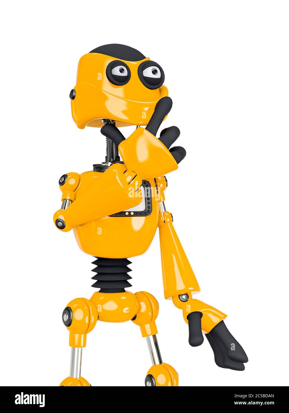 robot cartoon thinking about, 3d illustration Stock Photo - Alamy