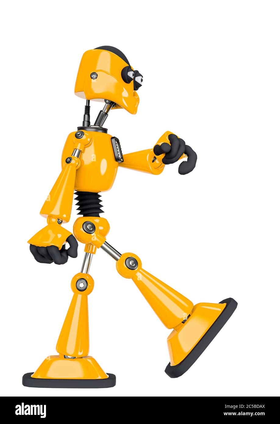 robot cartoon walking side view, 3d illustration Stock Photo - Alamy