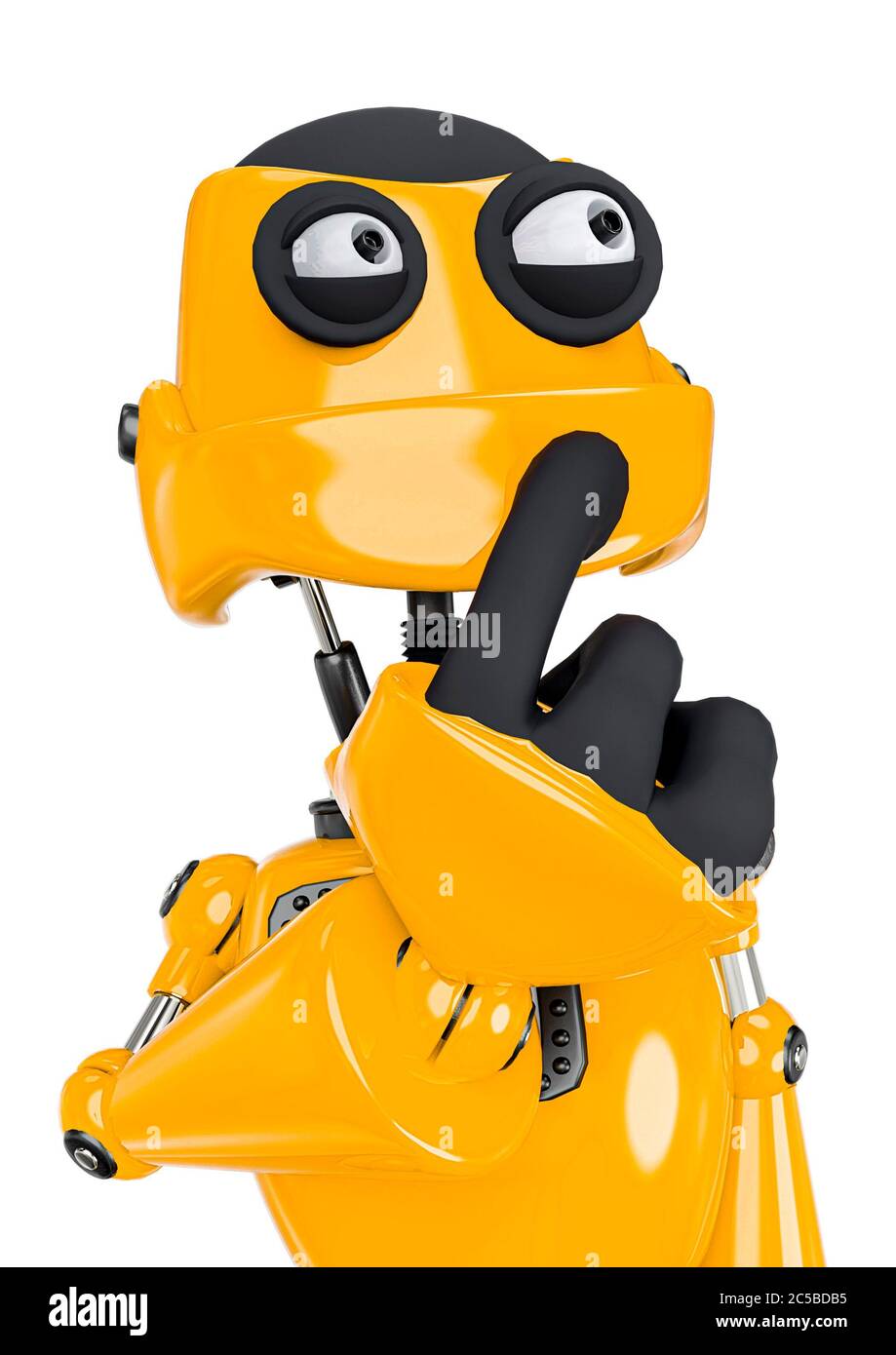 robot cartoon worried, 3d illustration Stock Photo - Alamy