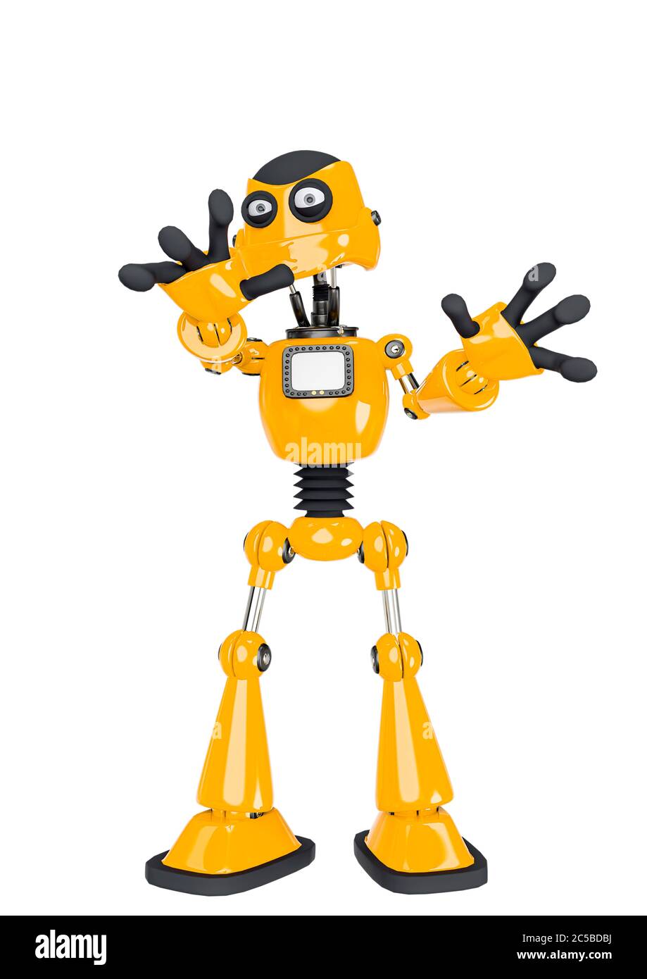 robot cartoon saying hey stop there, 3d illustration Stock Photo - Alamy