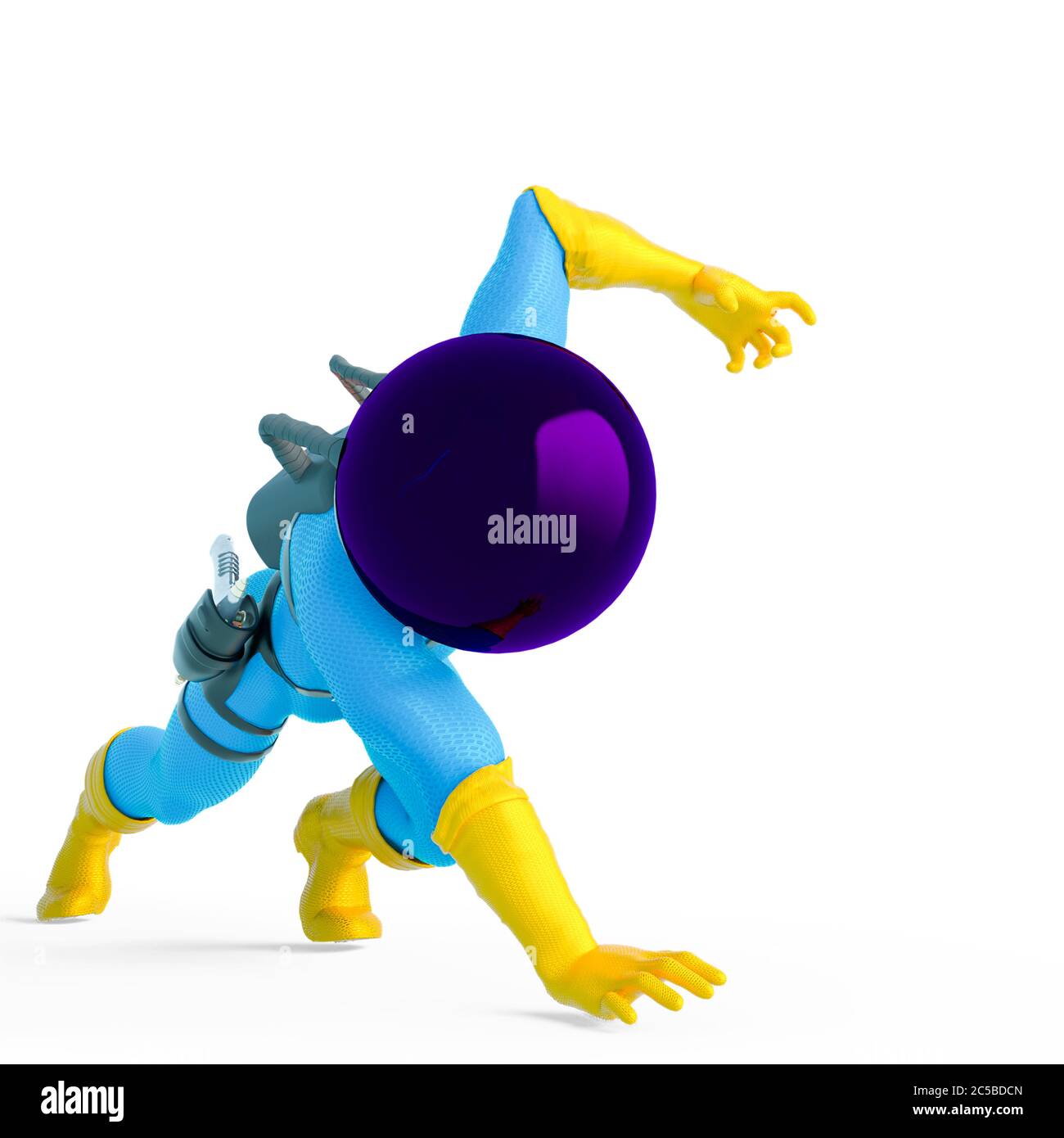 astronaut retro is trying to get up in white background, 3d ...