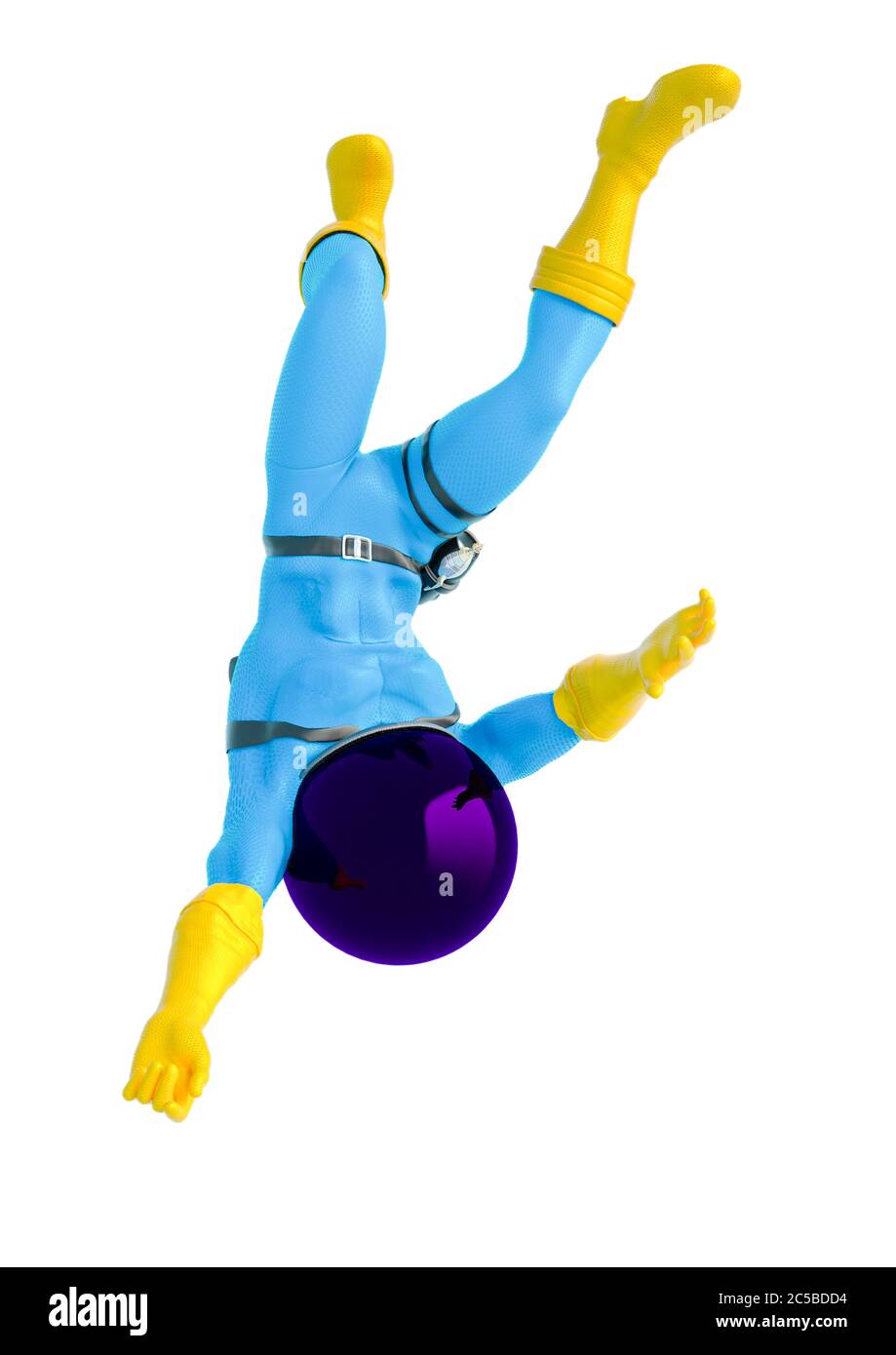 astronaut retro is falling from in white background, 3d illustration ...