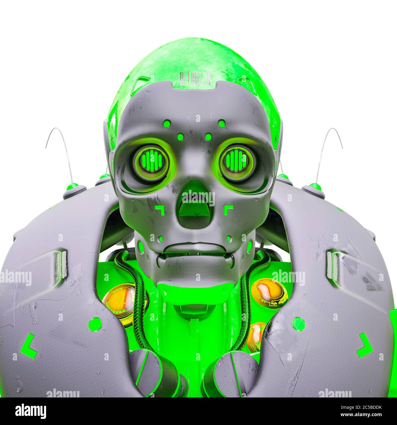skull bot id profile portrait in a white background, 3d illustration ...