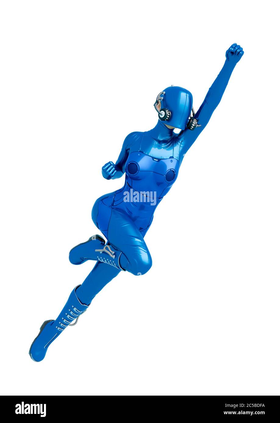cyber soldier female flying up, 3d illustration Stock Photo - Alamy