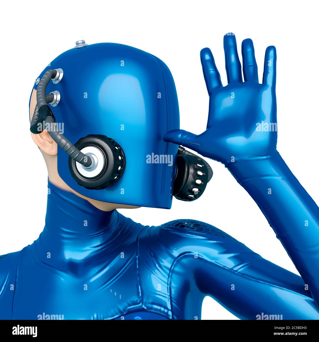 cyber soldier female doing a funny snobe pose close up, 3d illustration ...