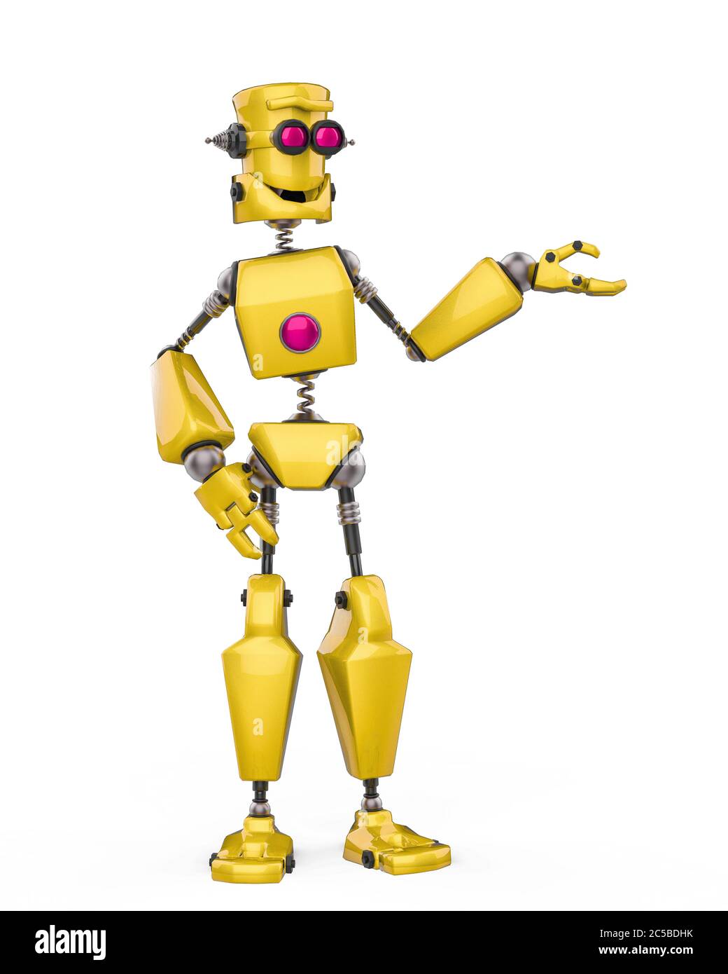 funny robot cartoon showing in a white background., 3d illustration ...