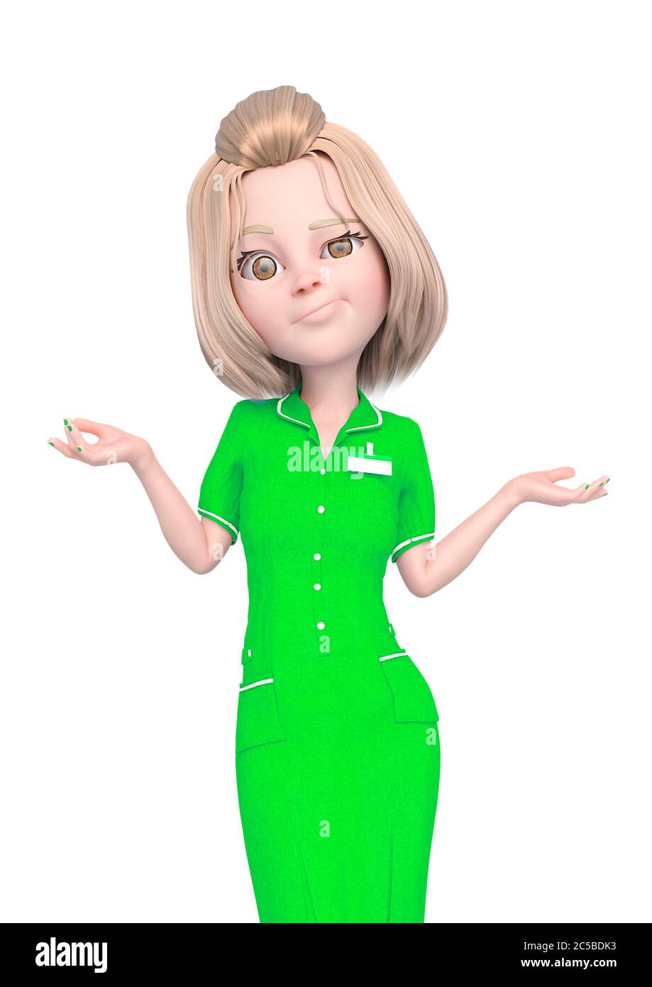 blond nurse cartoon is waiting, 3d illustration Stock Photo - Alamy