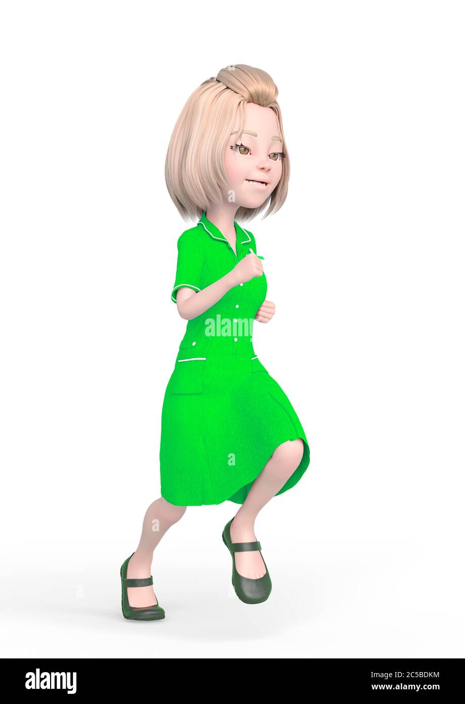 blond nurse cartoon is running, 3d illustration Stock Photo - Alamy